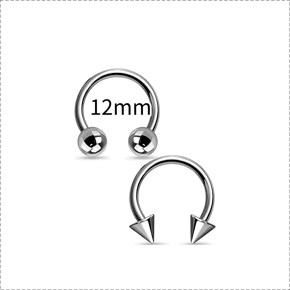 OUFER 16G Septum Rings, G23 Solid Titanium Septum Jewelry, 2PCS Basic Barbell Cartilage Earrings, Helix Daith Conch Piercing Jewelry For Women And Men-12MM