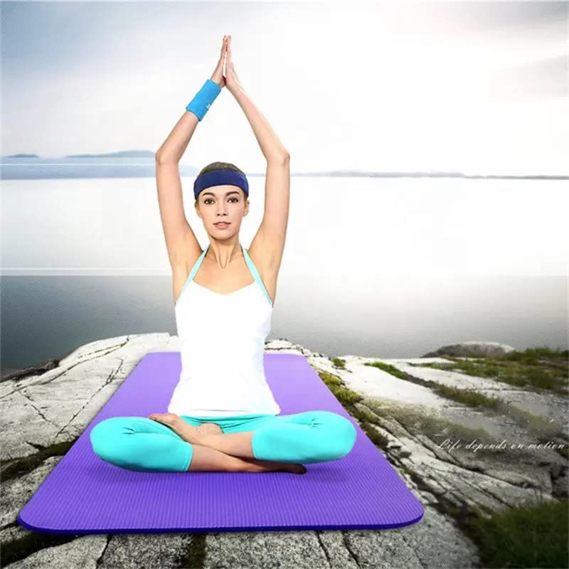RFH Purple Yoga Mat All Purpose 1/2-Inch Extra Thick High Density Anti-Tear Exercise Yoga Mat with Carrying Strap
