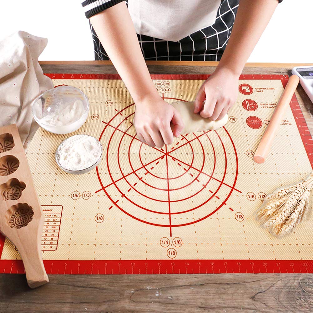 Silicone Baking Mat Pastry Mat Non Slip Non Stick Extra Large Bread Kneading Board with Measurements for Rolling Dough Thicken