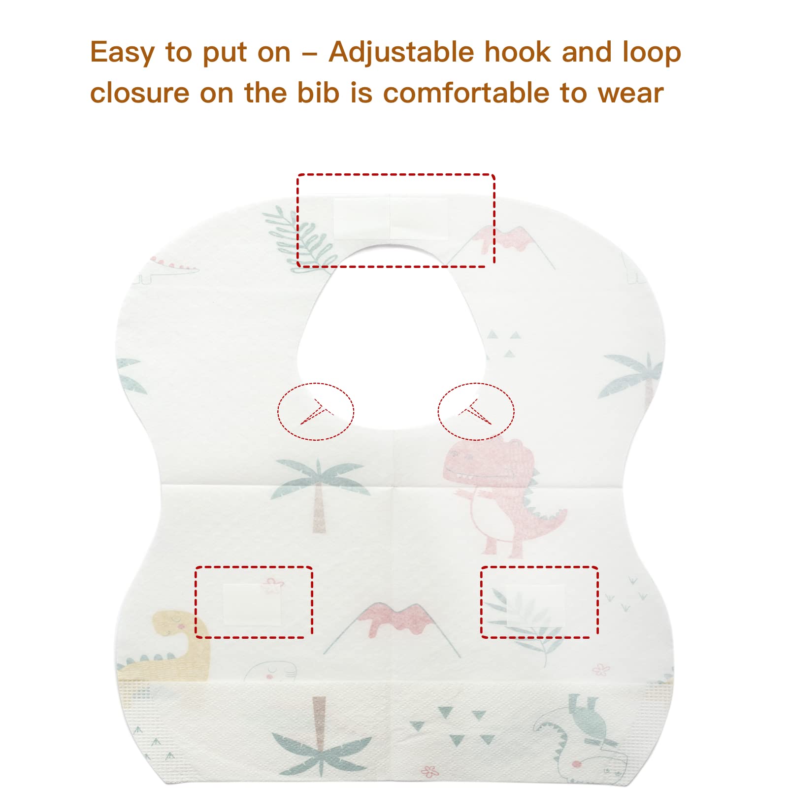 seilmost Baby Large Disposable Bibs - Toddler Travel Bibs with Individual Package - Big Pocket Leakproof bibs for Feeding (Dinosaurs,26PCS)