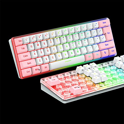 Qonioi Mechanical Keyboard Wired RGB Rainbow Backlit Keyboard, Keyboard Mechanical Gaming Keyboard 61 Keys for Computer/Laptop, PC Ergonomic