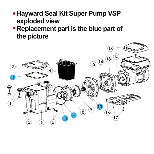 Replacement Hayward Super Pump Seal Kit for SP2600 SP1600 SP2600X 1600 1600X Fits Regular/X/VSP Models (Please Pay Attention to The Model When Purchasing)