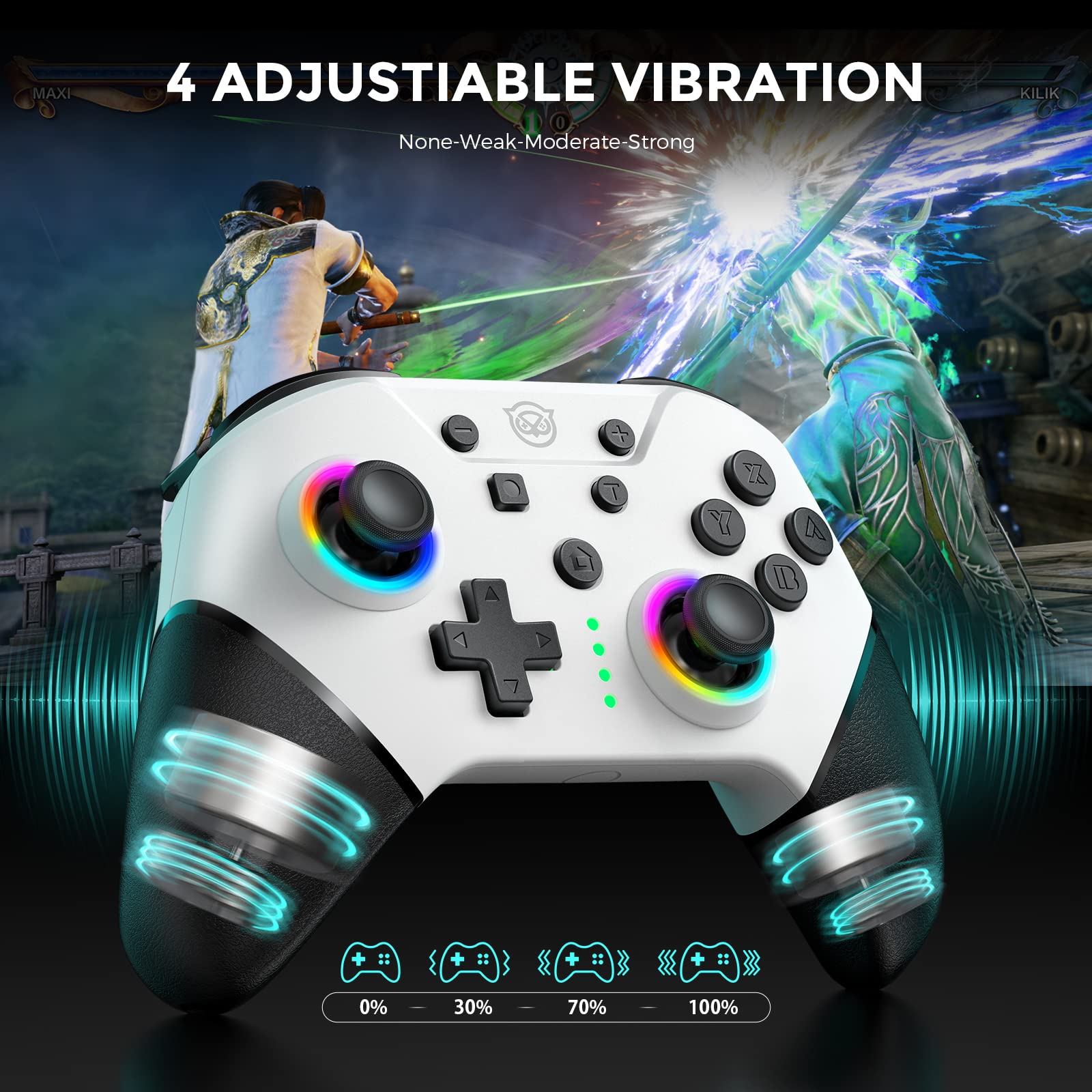 NYXI Chaos swith controller with Hall Joystick, switch pro controller wireless for Switch/Lite/OLED, Hall Effect Controller with RGB Light, Programmable, Turbo, Vibration, Wake Up
