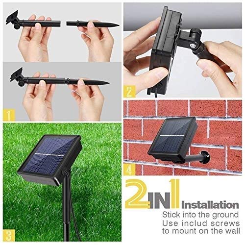 LOGUIDE Solar Strip Lights, 180 LED 9.8ft Strip Lights Solar Powered 8 Lighting Modes Waterproof Outdoor Light for Terrace, Garden, Home, Wedding, Courtyard (Multicolor)