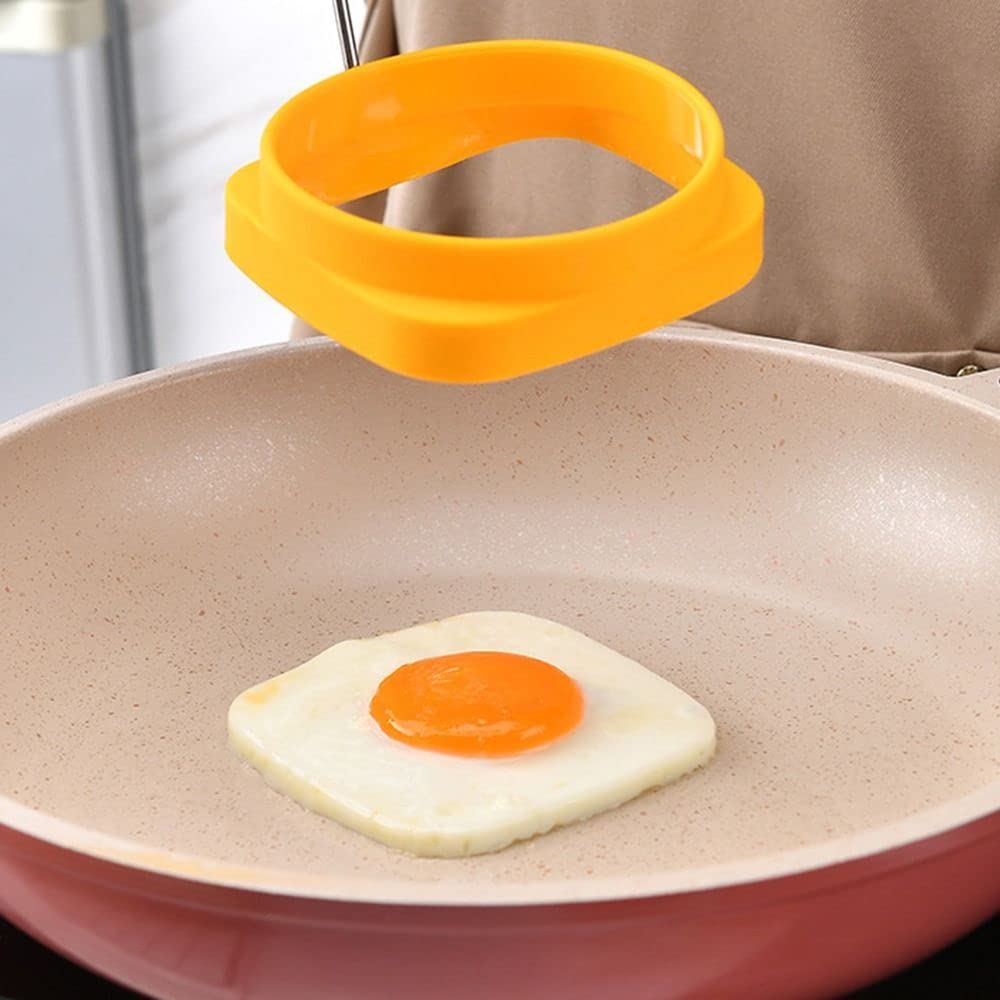 Non Stick Silicone Egg Cooking Ring Pancake Shaper, Round/Square Reversible Non-Stick Pancake Shaper