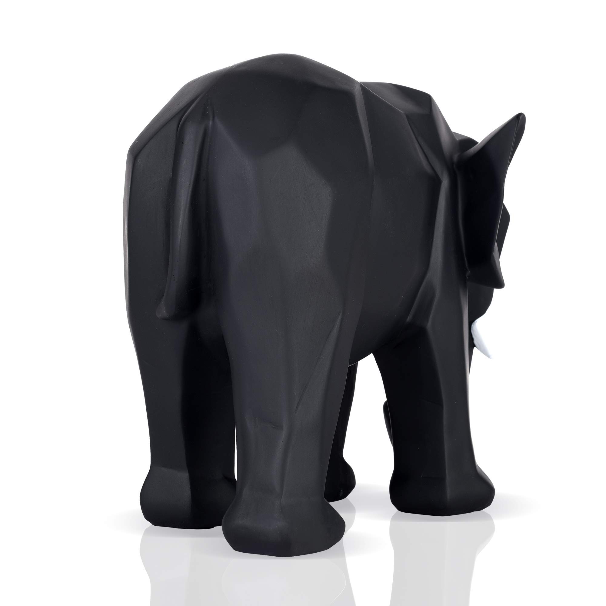 maashu Home Décor Elephant Statue, Interior Design Modern Figurine, Black Geometric Boho Chic Hand Sculpture, Large Good Luck Feng Shui Outdoor Garden Animal, Smooth Texture with Matte Finish