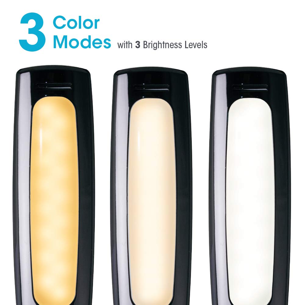 OttLite Swerve LED Desk Lamp with 3 Color Modes & USB Port – Long-Lasting ClearSun LED Light, Flexible Neck, Touch Activated Controls, for Work, Crafting, Reading, Nightstand