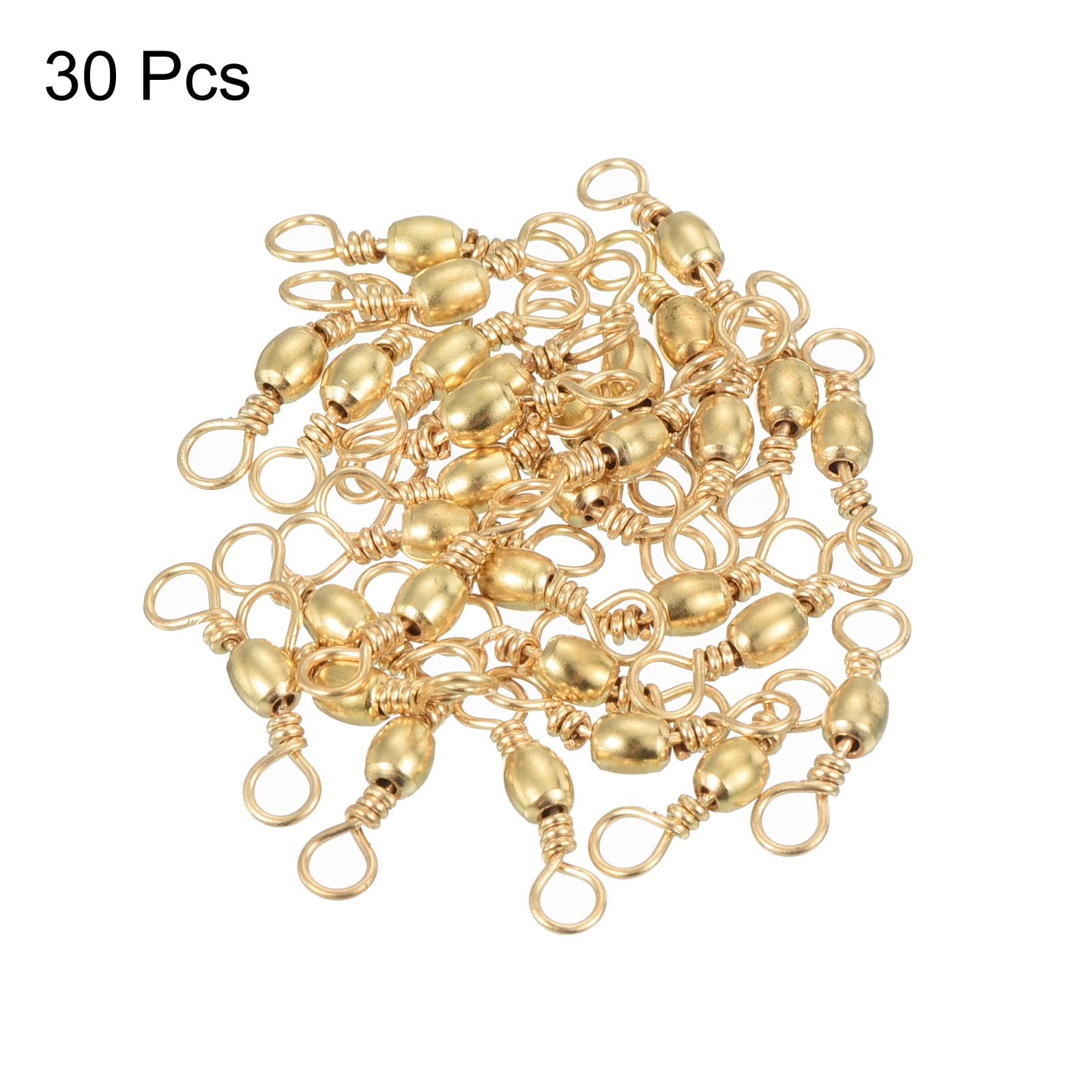 PATIKIL Fishing Barrel Swivel, 30Pcs 33lb Carbon Steel Solid Ring Terminal Tackle, Golden
