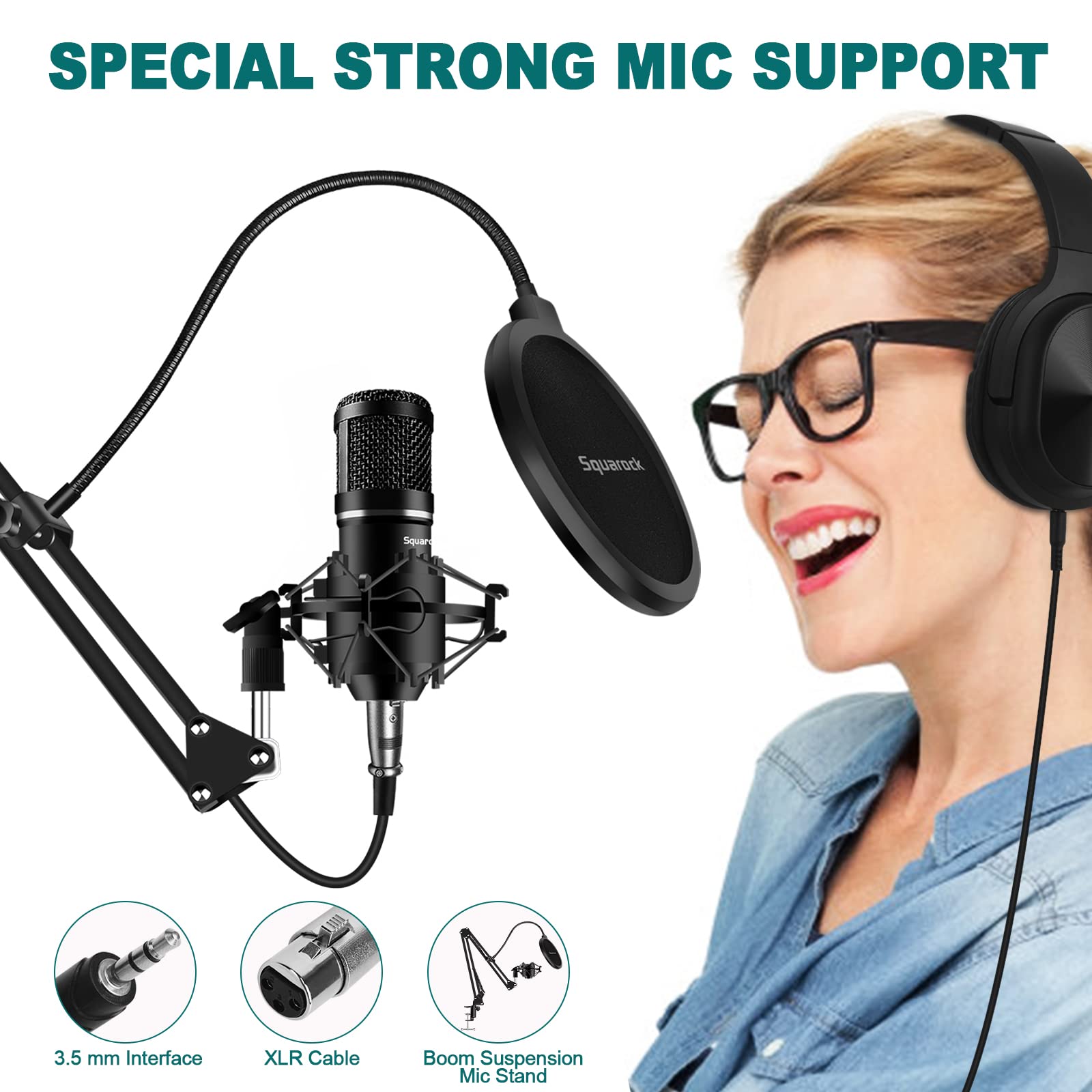 Podcast Equipment Bundle,Audio Interface DJ Mixer and Studio Broadcast Microphone, Perfect for Recording,Live Streaming,Gaming,Compatible with PC,Smartphone,Play Station