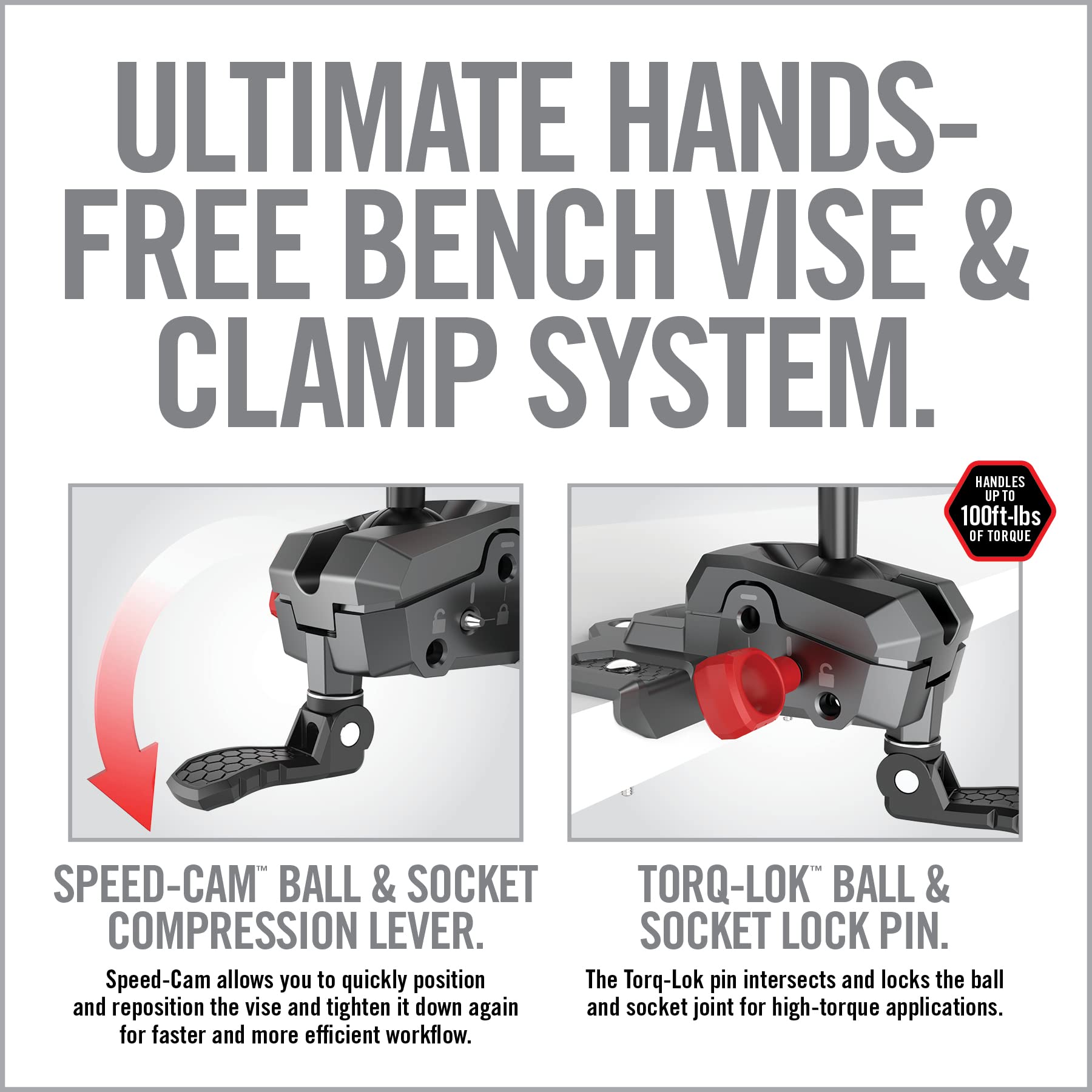 Real Avid Vise - 360° Swiveling Bench Vise for Optimal Positioning, Versatile Applications, 5" Jaw Width Vise for Cleaning, Maintenance, Woodworking & More High-Torque Applications up to 100 ft-lb