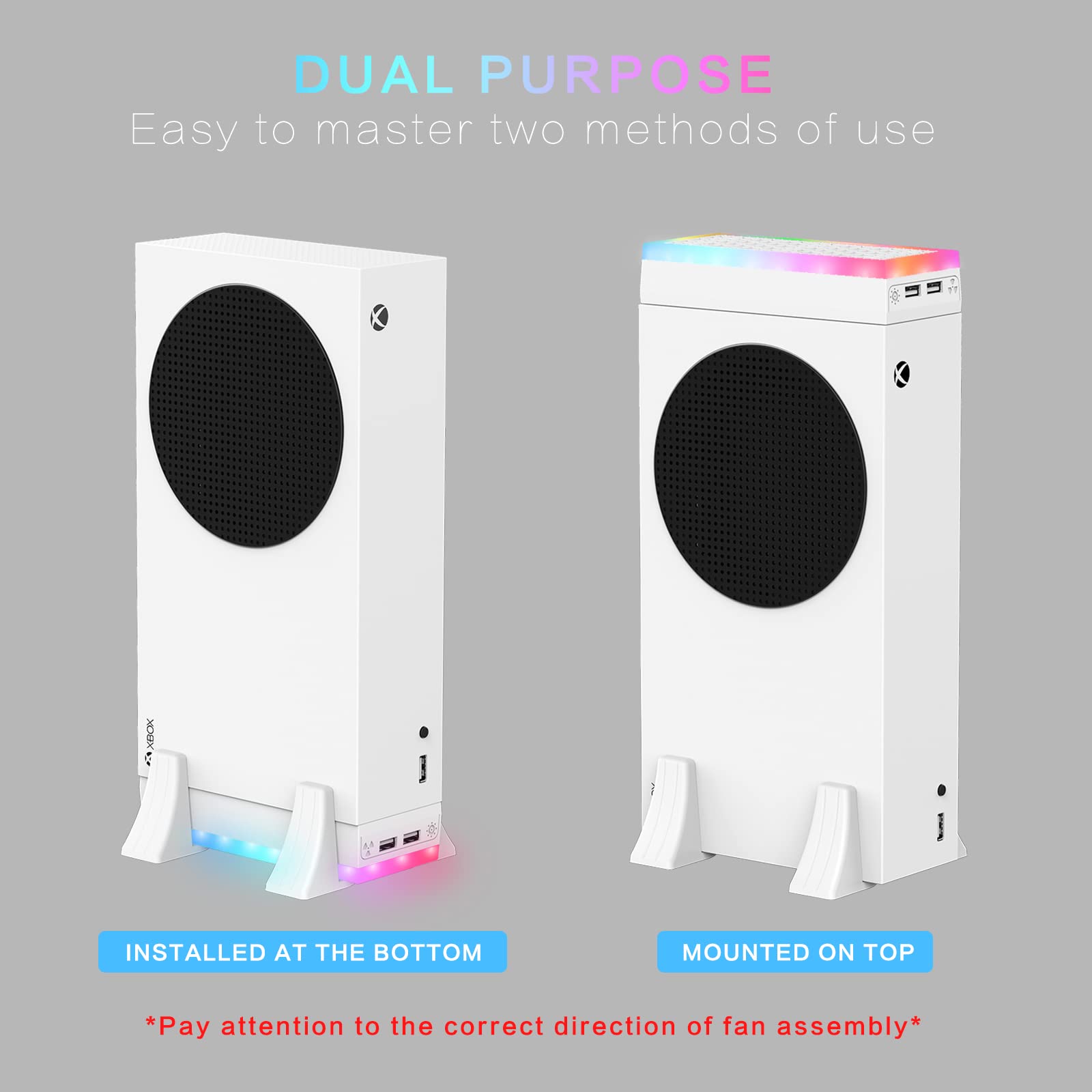 RGB Cooling Fan Stand for Xbox Series S, CEANIUS Cooling System with Colorful LED Light, Vertical Stand & Low Noise Cooler Fan for Xbox Series S