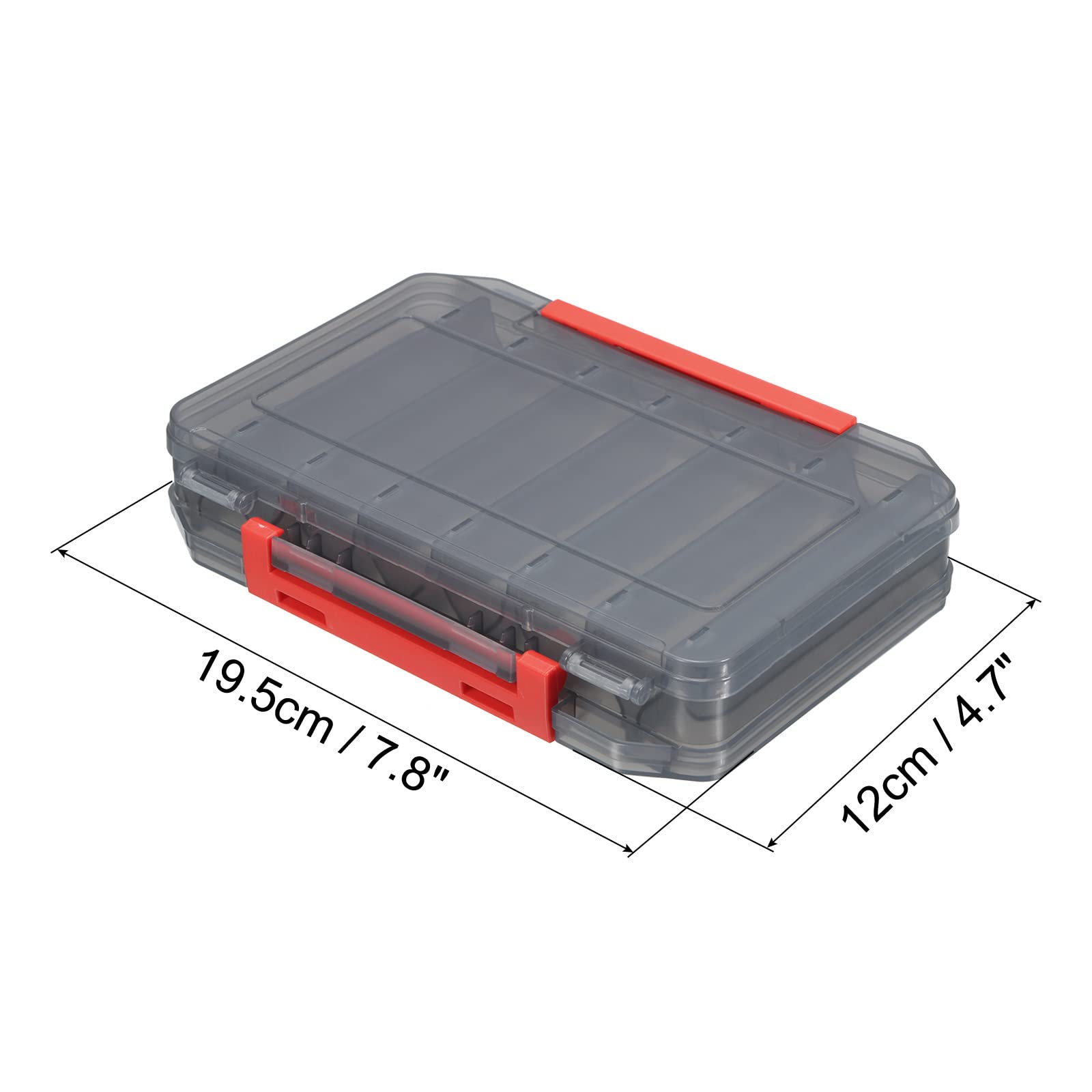 PATIKIL Two-Sided Plastic Box Fishing Lure Storage Container, 2 Pack 14 Grids Fish Tackle Organizer, Gray