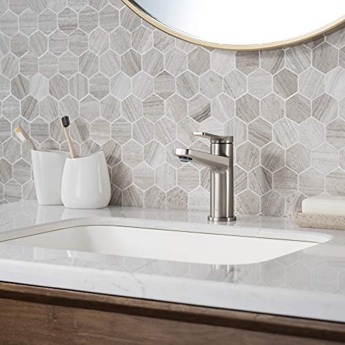 KRAUS Indy Single Handle Basin Bathroom Faucet in Spot Free Stainless Steel and Matching Pop-Up Drain with Overflow, KBF-1401SFS-PU-11SN