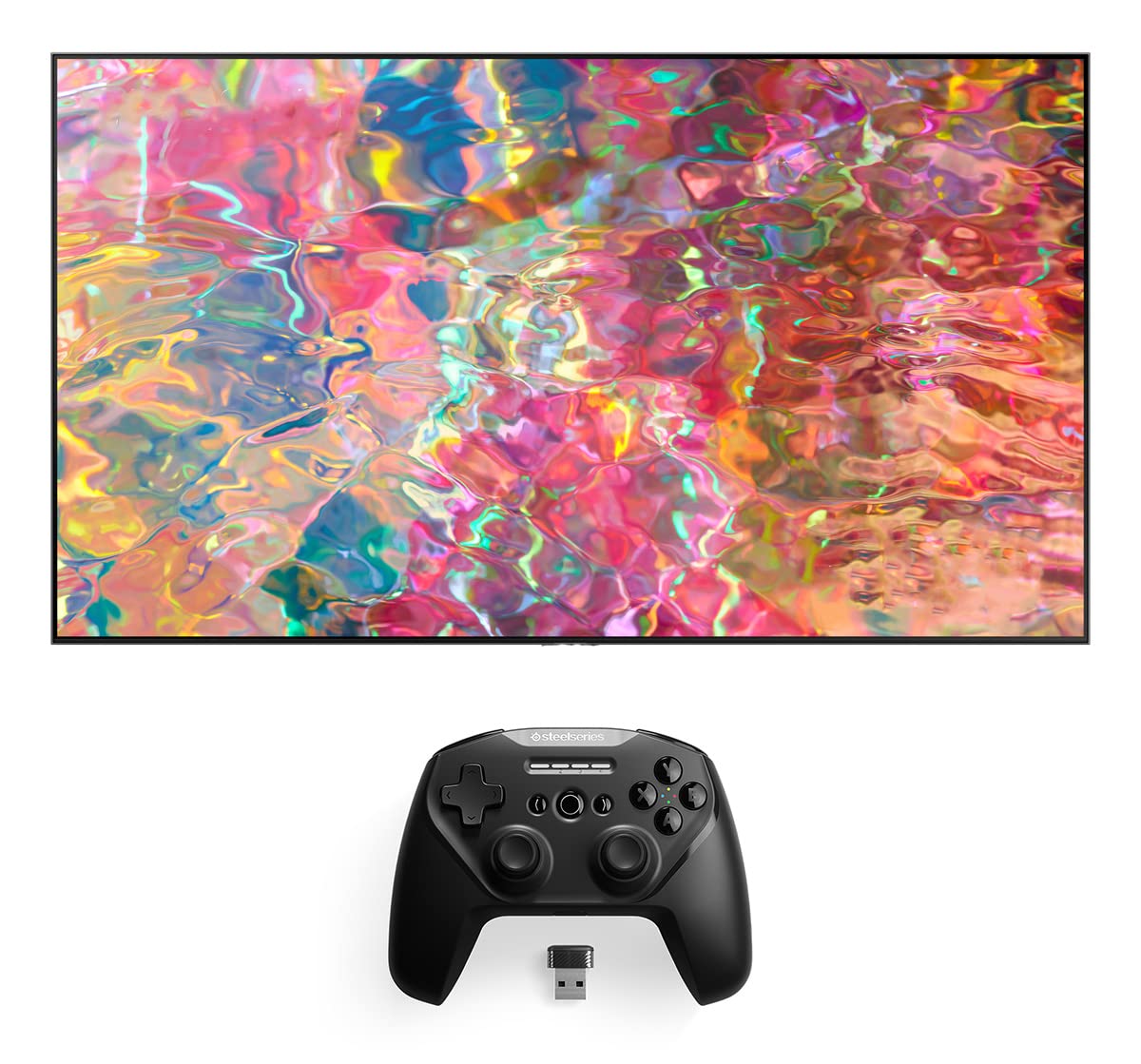 SAMSUNG QN55Q80BAFXZA 55" 4K Ultra HD Smart TV with a SteelSeries Stratus-Duo Controller with 2.4GHz and Bluetooth Options (2022)(USED)