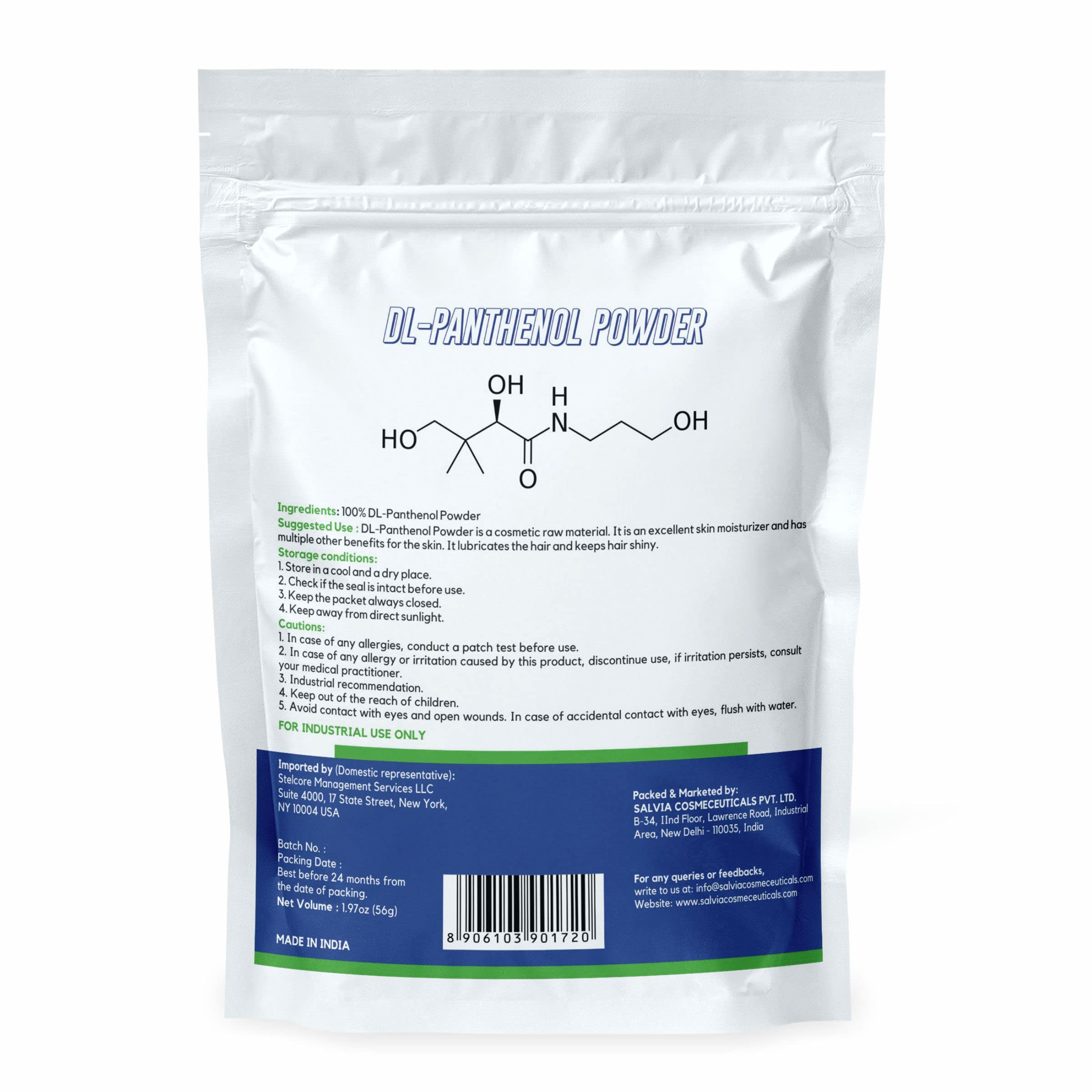 MYOC DL-Panthenol Powder - Provitamin B5 Powder for Cosmetics, Hair & Skin Care - 1.97oz / 56gm