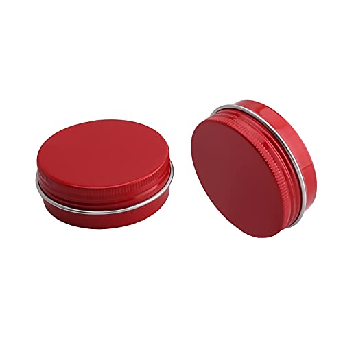 Othmro 6pcs 1oz Metal Round Tins Aluminum Tin Cans Containers with Screw Lid, 50 * 20mm(DxH) Red tin cans for Salve, Spices, Lip Balm, Tea or Candies 30ml