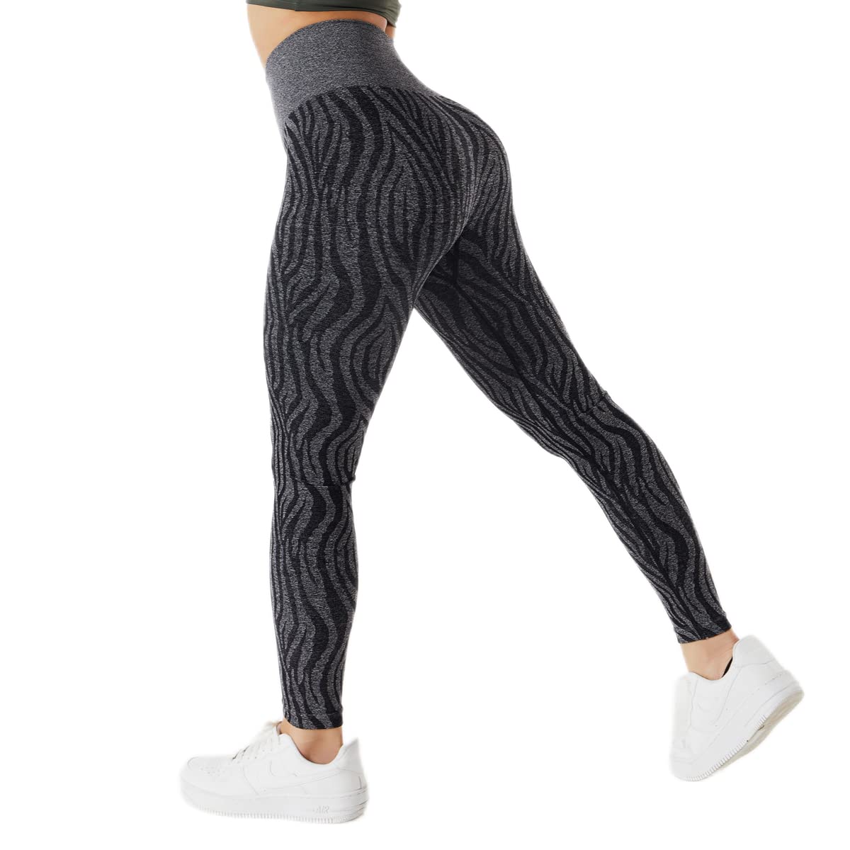 PEACH SEA Women Seamless Zebra Camo Leggings High Waisted Gym Yoga Pants