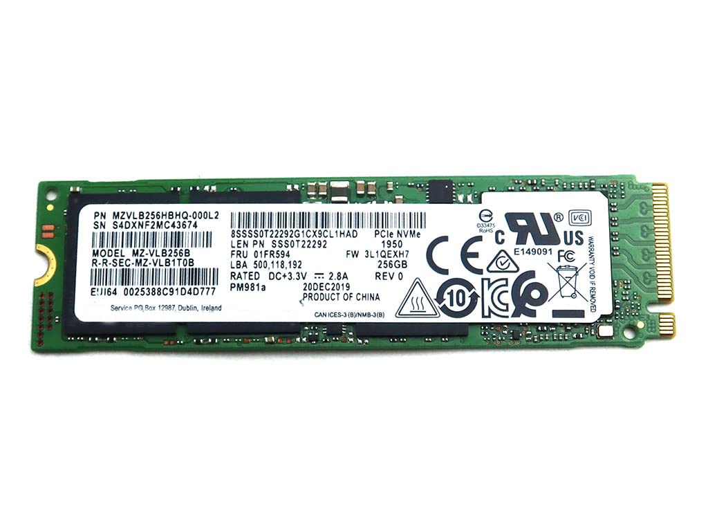 Solid State Drive MZVLB256HBHQ-000L2 Compatible Replacement Spare Part for Samsung PM981a MZ-VLB256B 256GB TLC M.2 2280 NVMe PCIe Gen3 x4 SSD