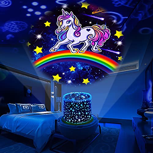Unicorn Star Night Light Projector for Girls, Kids Constellation Galaxy Projector, Boys USB Night Light 360 Degree Rotating Planet Night Lighting Projection Lamp