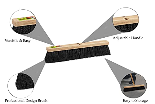 Unvert Black Indoor Push Broom Head β Heavy Duty Hardwood Block β Polypropylene Bristles β Deck Scrub Brush β Two Threaded Handle Holes for Better Assist (14")
