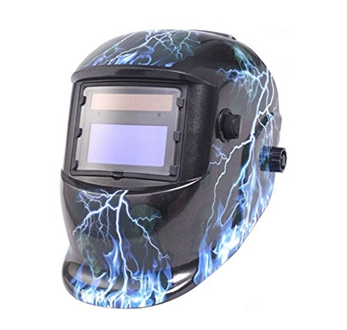 UOBEKETO Solar Auto Darkening Solar Welding Helmet Arc Tig Mig Mask Weld Welder Lens Grinding Mask with Adjustable Shade Range (lightning)