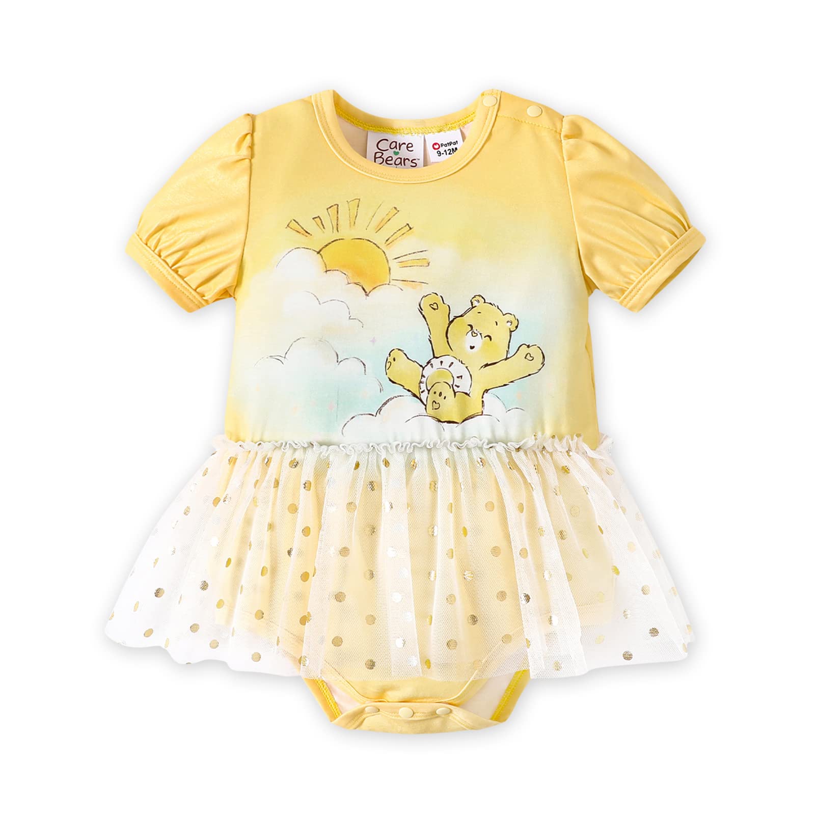 PATPAT Care Bears Baby Girls 2-Pack Bodysuit Newborn Infant One-pieces Romper Ruffle Sleeve Bodysuit Tutu Romper 12-18 Months