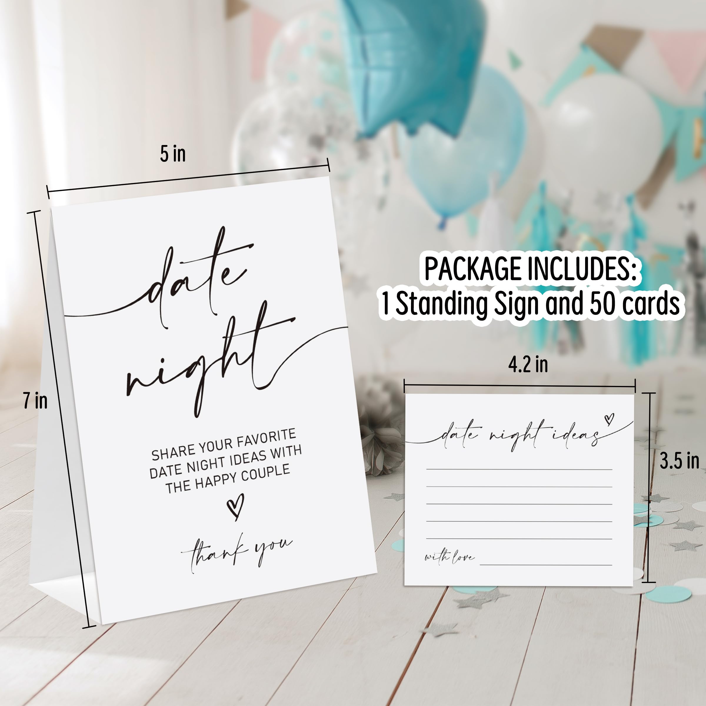 stizak Minimalist Theme Bridal Shower Decorations, Date Night Ideas, Bridal Shower Game, 1 Sign and 50 Cards, Modern Bridal Shower Shower, Wedding Shower Games(dn02)