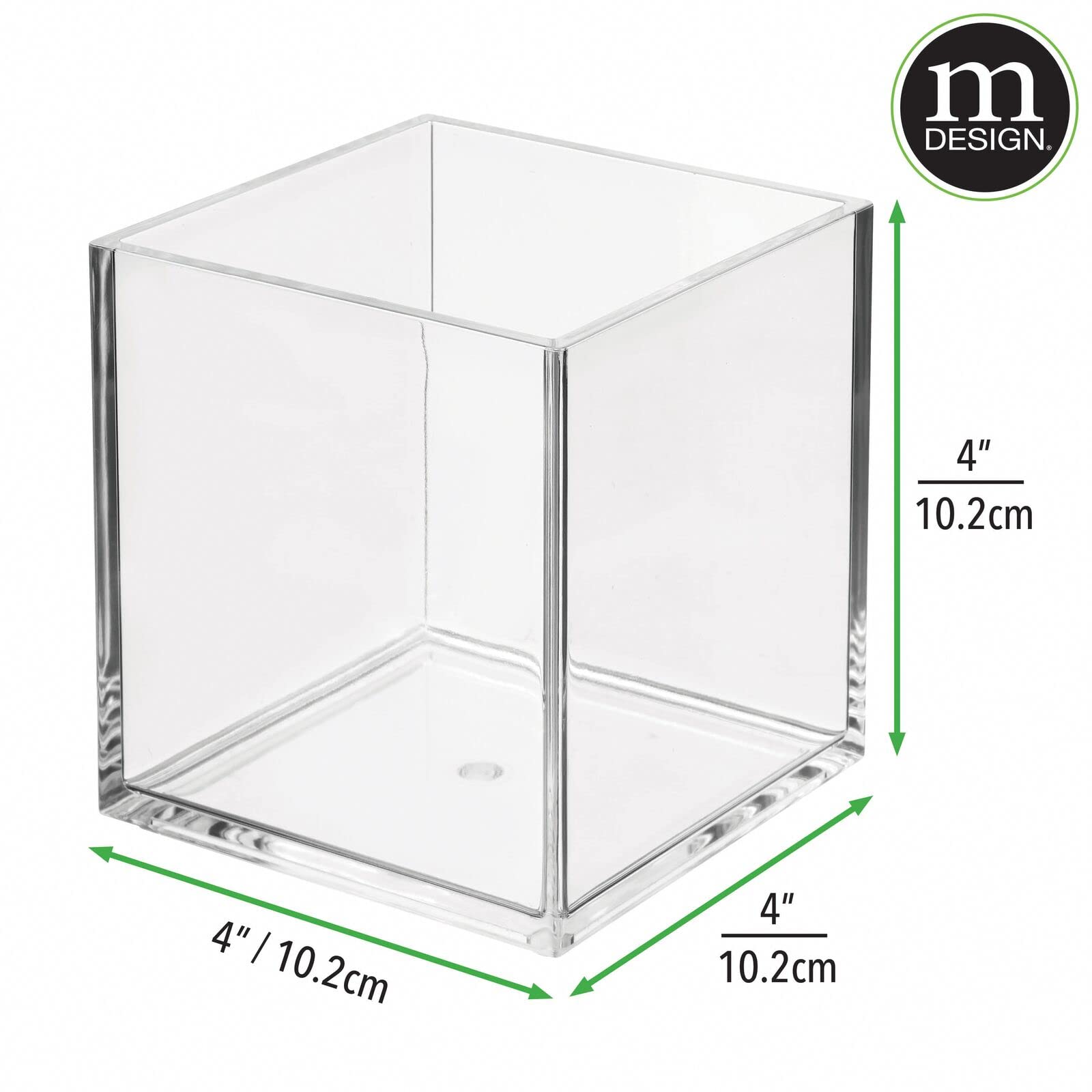 mDesign Small Home Office Storage Organizer Container Bin for Cabinet, Drawers, Desk, Workspace - Holds Pens, Pencils, Highlighters, Notebooks - Prism Collection - 3 Pack, Clear