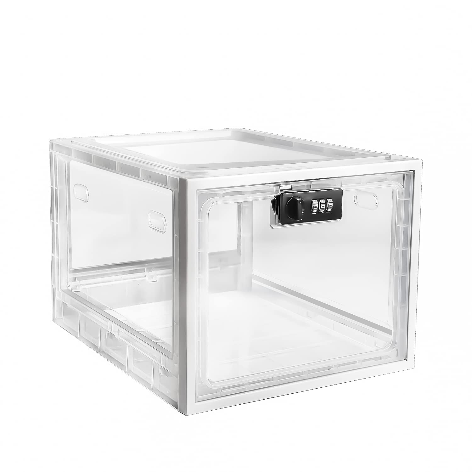 Medicine Box with Combination Lock,Lock boxes for Medication Safe Storage Cabinet, Large Lockable Locker for Food,Snacks,Phone Jail,Refrigerator Container,Marker Organizer,Home Safety,Clear Lockbox