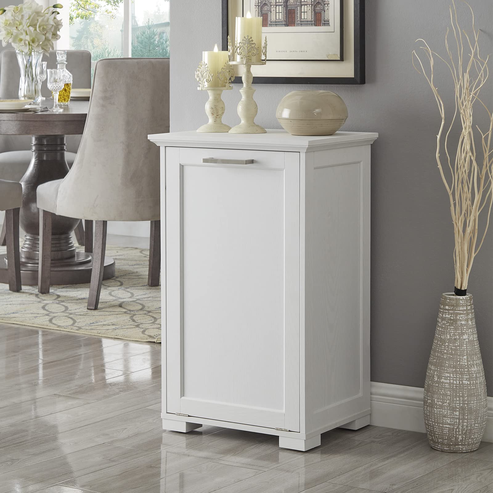 OLD CAPTAIN Tilt-Out Laundry Sorter Cabinet/Wooden Tilt Out Trash Cabinet, with Negative ion and deodorizing Function to Ensure The Cleanliness of The Kitchen Trash can(White)ā¦