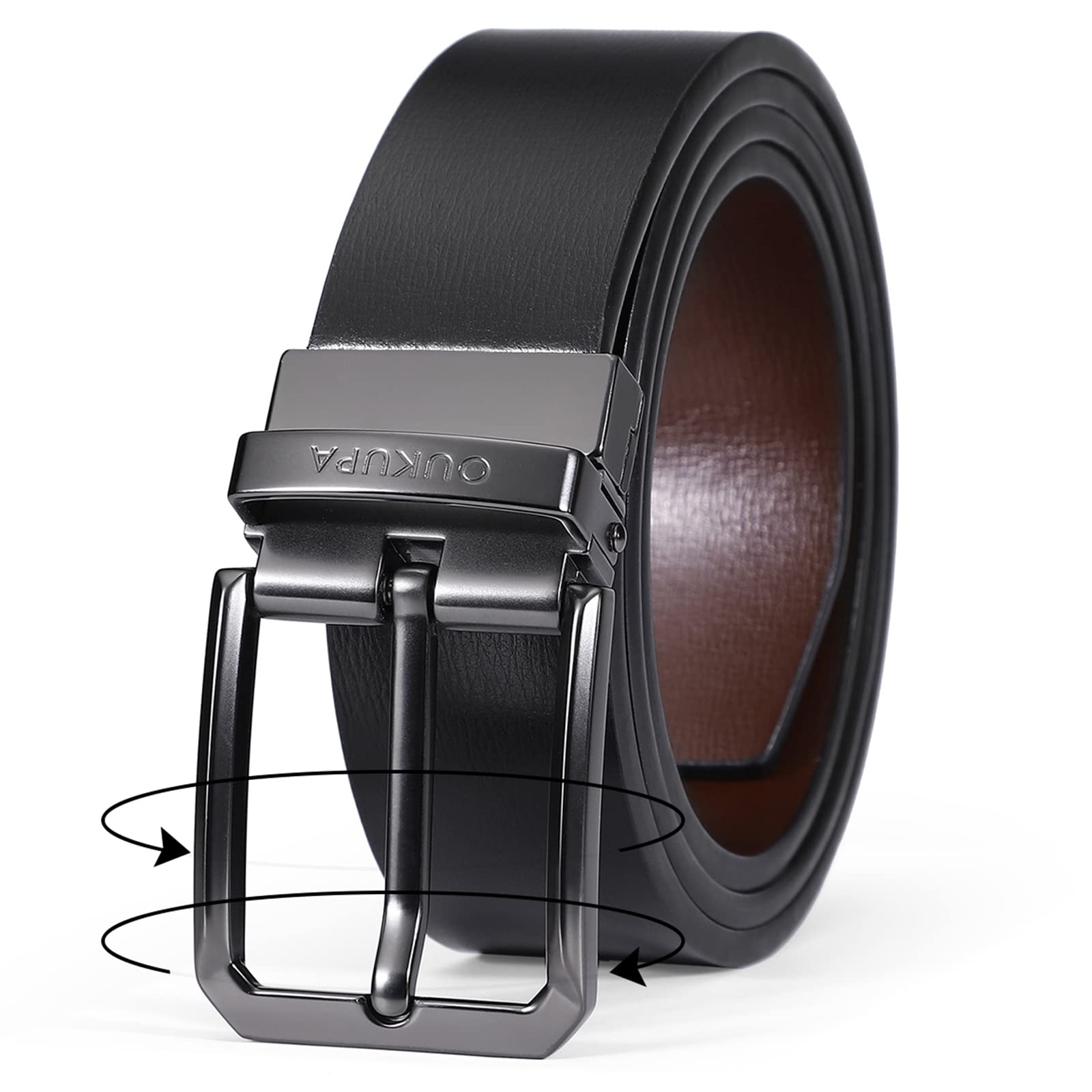 RICH LEAF Reversible Belts for Men Black Brown Genuine Leather Belts Jeans Classic Business Dress Prong Buckle With Gift Box