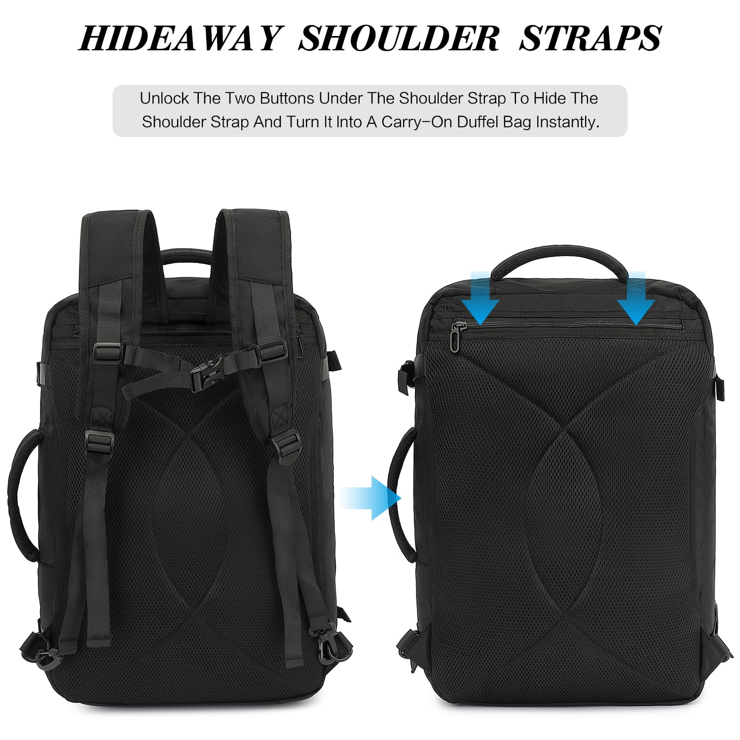 Laripwit Carry on Backpack, 42L Large Travel Laptop Backpack Expandable Airplane Approved Business Backpack for Men Lightweight Casual Daypack- Suitable for Business Trip, Black