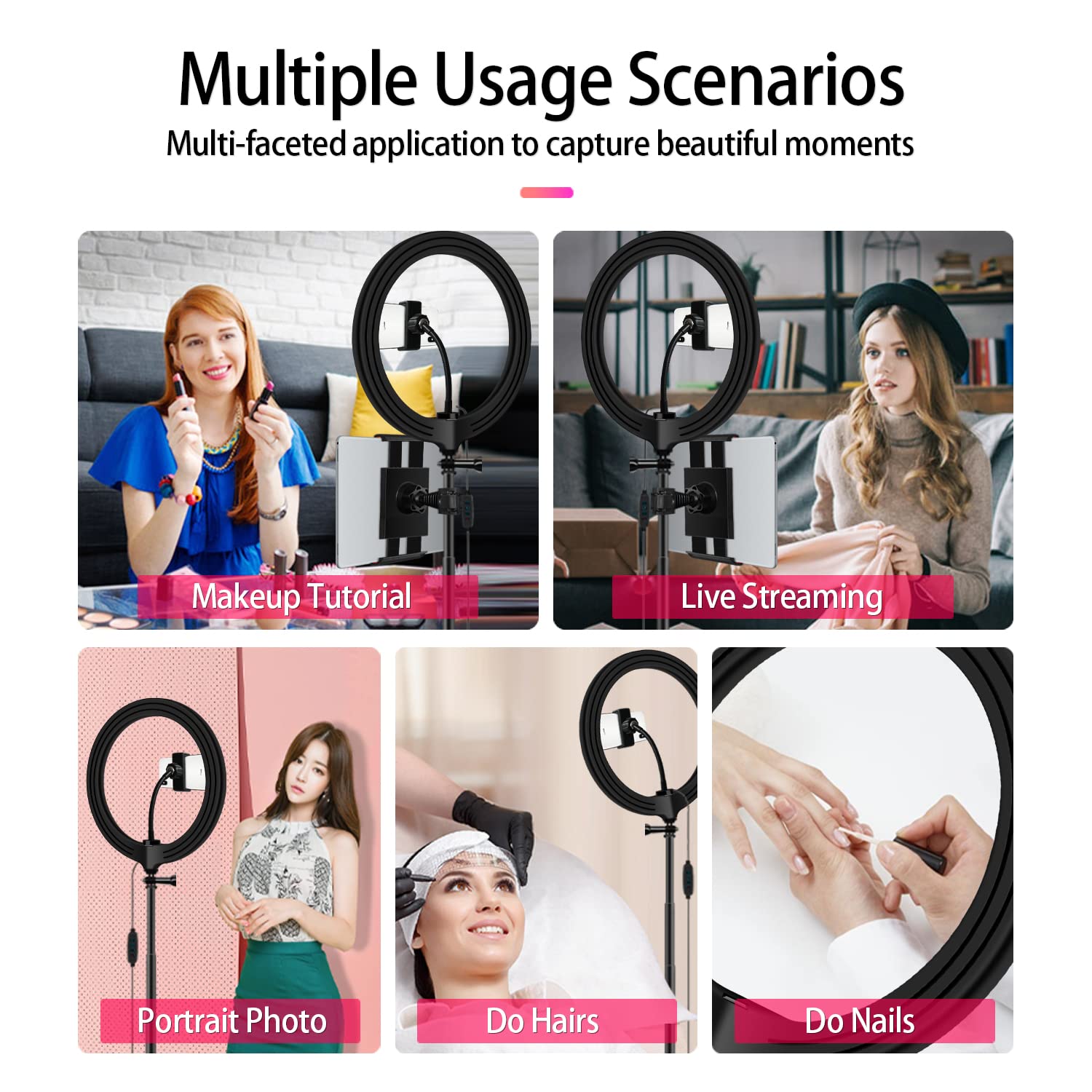 LED Ring Light with Tablet Tripod Stand Kit - 10'' Circle Ringlight with Cell Phone Holeder & Photo Selfie Remote for Tiktok YouTube Video Recording Zoom Meeting Makeup Lighting for iPad iPhone Laptop