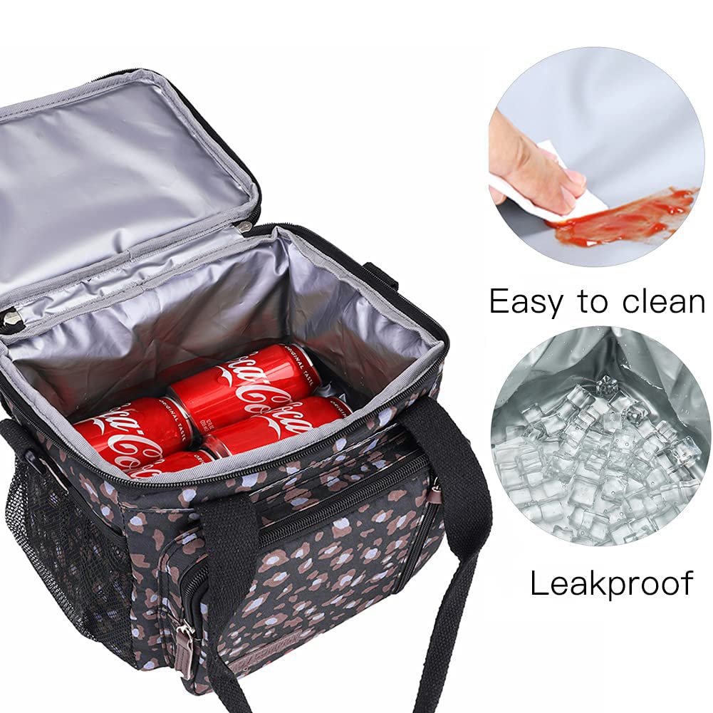 MOV COMPRA Movcompra Women Leopard Insulated Lunch Box +Insulated Snack Bag- Women Girls Reusable Sandwich