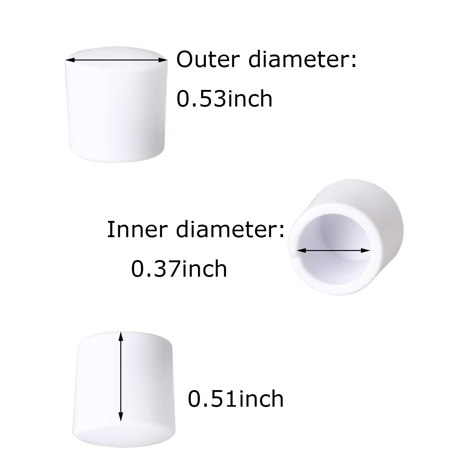 MEETOOT 10pcs Door Bumper Tips 0.4" White Door Stop Caps Door Stopper Bumpers for Wall and Floor Protection