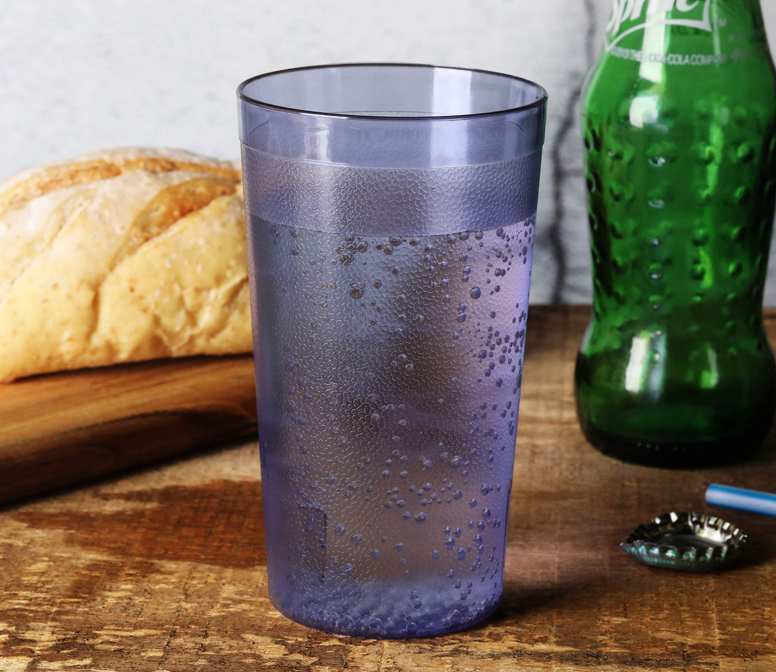 New Star Foodservice 46281 Tumbler Beverage Cup, Stackable Cups, Break-Resistant Commercial SAN Plastic, 12 oz, Blue, Set of 12