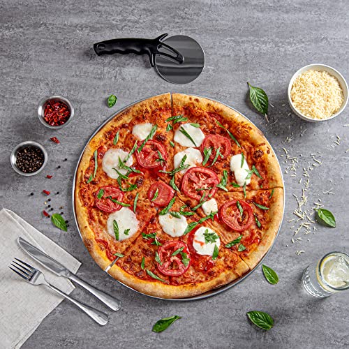 Restaurantware Met Lux 16 Inch Commercial Pizza Pan 1 Coupe Style Pizza Cooking Tray - Heavy-Duty 18-Gauge Aluminum Round Baking Tray Oven-Baking For Pizzas & More