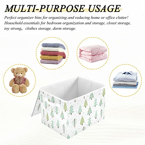 xigua Cute Christmas Tree Storage Bins with Lids Foldable Large Cube Storage Boxes with Handles for Home Bedroom Closet Office (16.5x12.6x11.8 in)#1