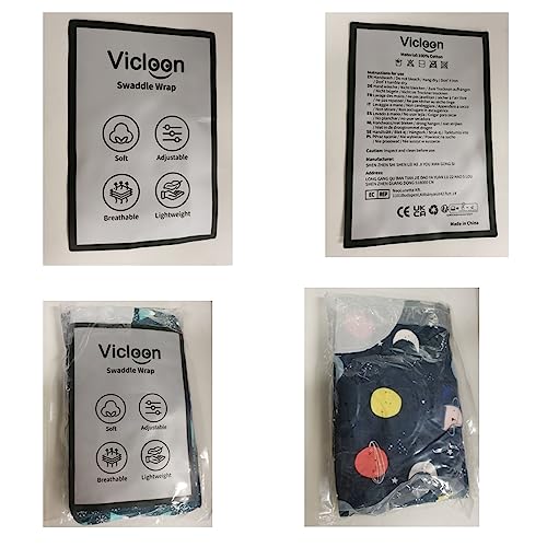 Vicloon Swaddle Blanket, 3 Pack Organic Baby Swaddle Sleep Sacks, Adjustable Swaddle Blanket Infant Baby Wrap Set, Newborn Swaddle Sack, Baby Swaddle Wrap for 3-6 Month