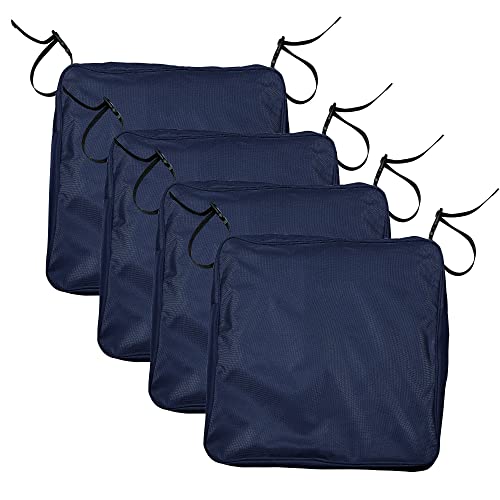 RYB HOME Outdoor Patio Cushion Covers 24"x24", Fade Resistant Fabric Sun-Proof & Waterproof Durable Slipcover for Outdoor Couch Chair Sofa Bench, Navy Blue, 4 Pieces, Covers Only