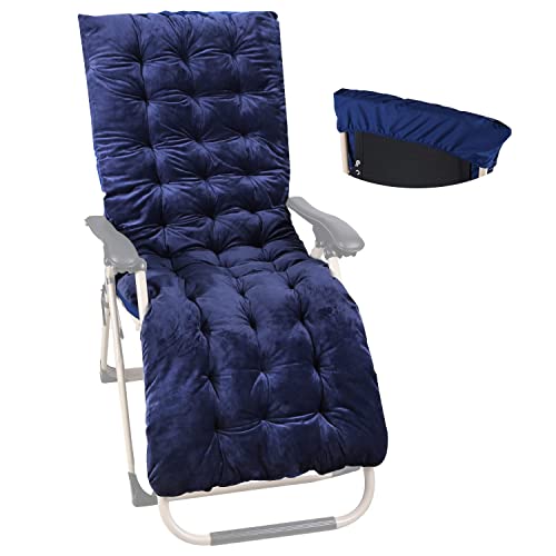 REDCAMP Chaise Lounge Chair Cushion for Patio Furniture, Thicker Soft Comfortable Zero Gravity Chair Pad for Outdoor Indoor Home Office, Blue 65"x21"