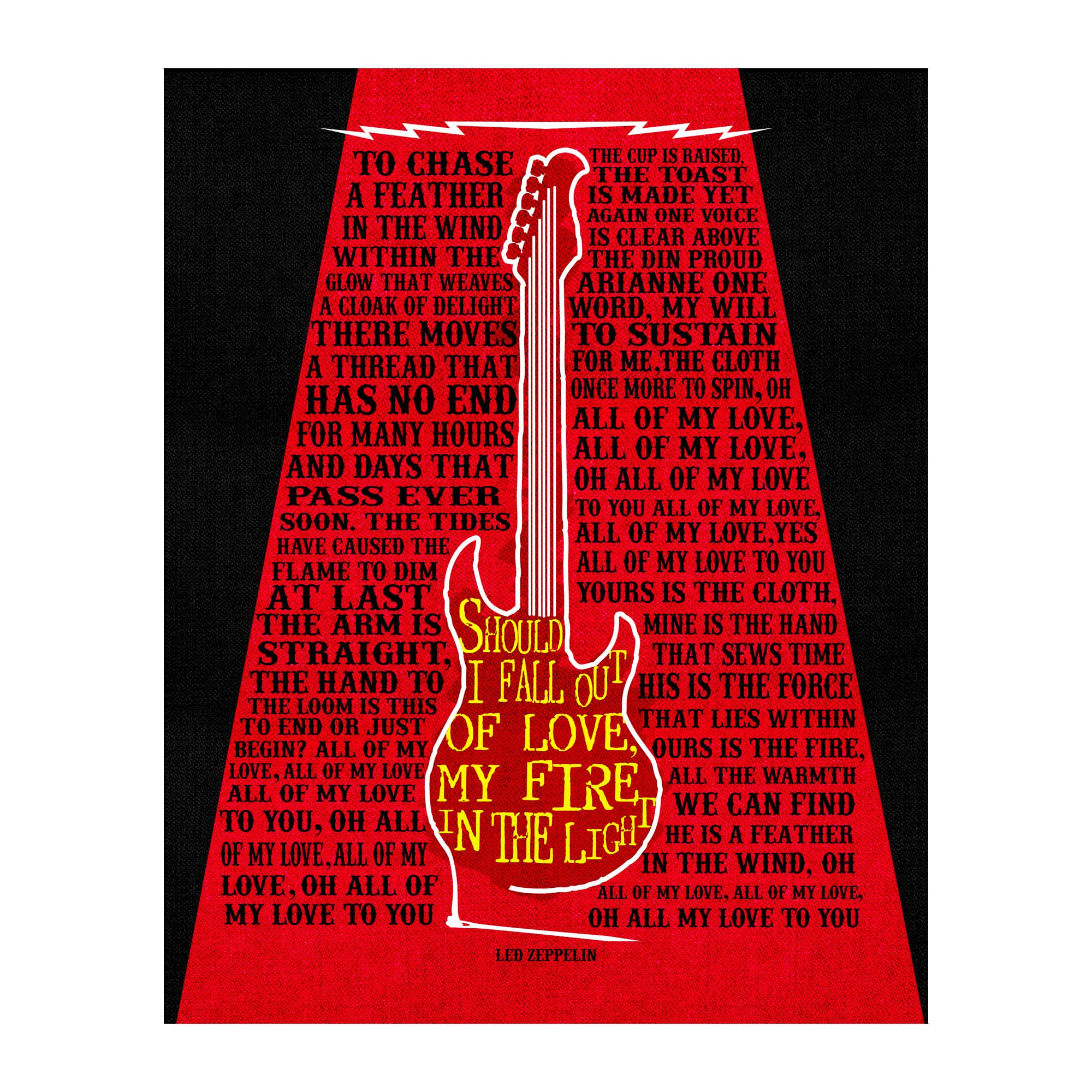 Led Zeppelin - All My Love Song Lyric Wall Art Print, This Ready to Frame Modern Music Wall Art Poster is Perfect For Home, Music Room, Studio, And Living Room Decor Aesthetic - Unframed - 8x10"