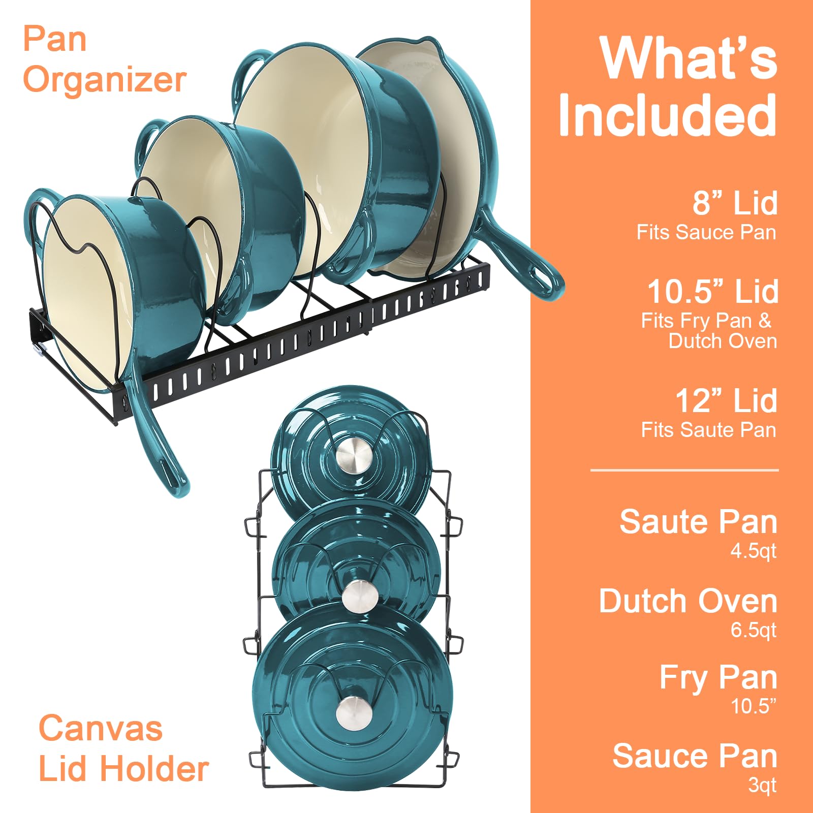 Uniflasy Enameled Cast Iron Cookware Set, 9-Piece Set Nonstick Ceramic Dutch Oven Stove Pots, Skillet, Pans, Lids,Storage Rack and Lid Holder, Oven Safe & Compatible with All Stovetop, Teal Ombre