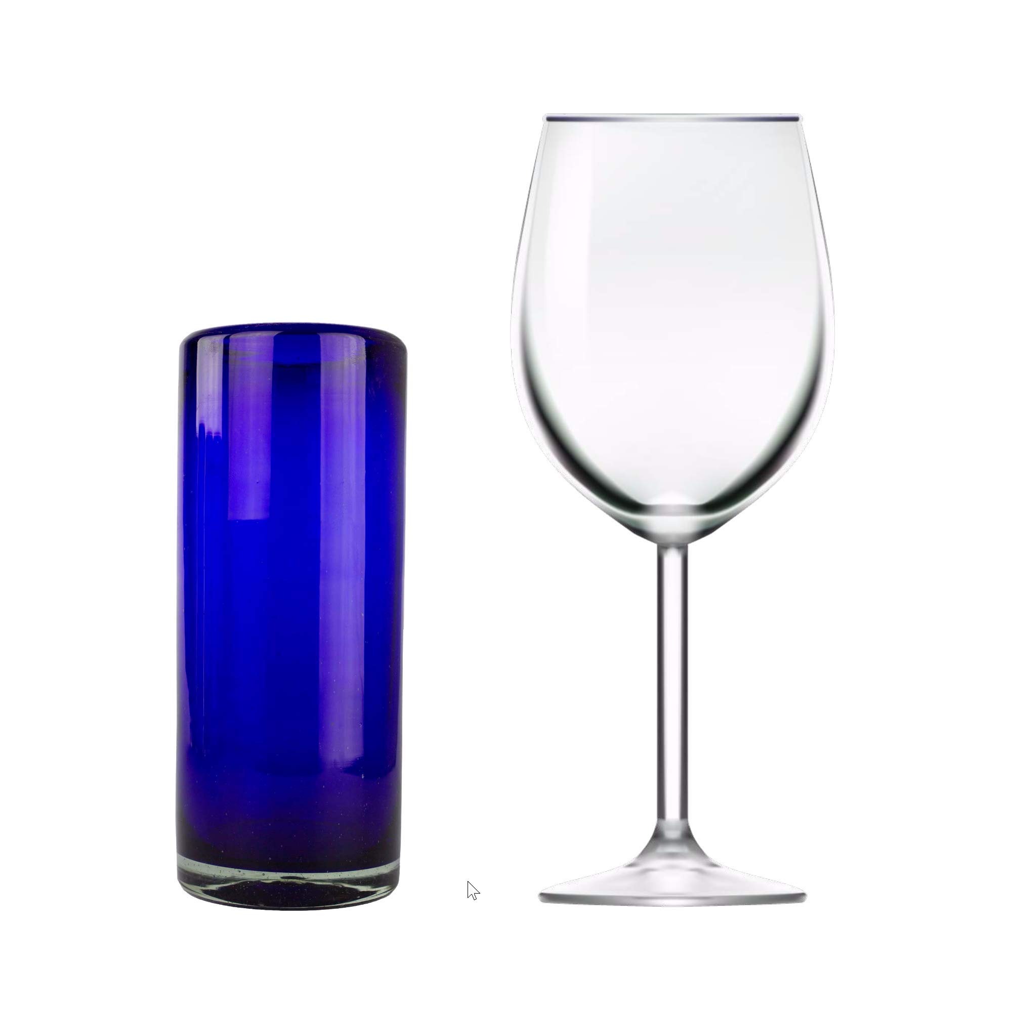 NOVICA Artisan Crafted Dark Blue Recycled Glass Hand Blown Drinking Glasses, 13 Oz. 'Pure Cobalt' (Set Of 6)
