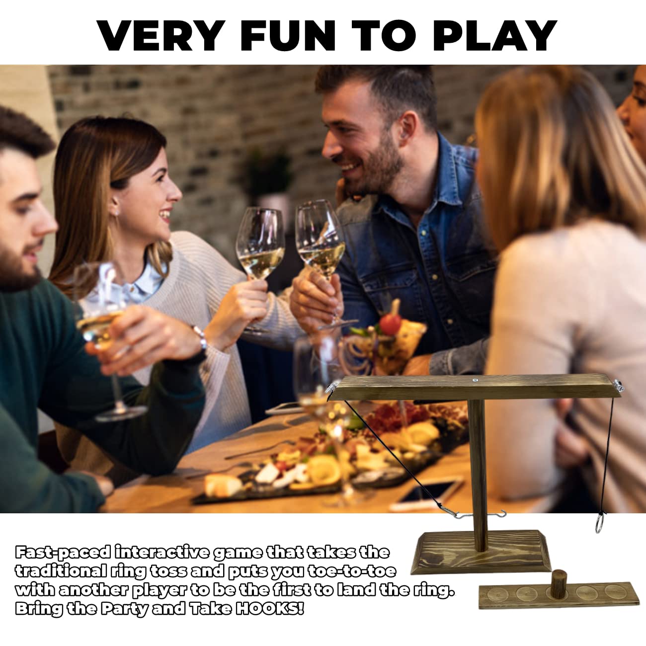 Ring Tossing Game, Ring Throwing Game with Shot Put, Hook and Ring Throwing Game for Adults Kids, Fun Hook and Ring Game with Ladder, Family, Party, Outdoor and Tabletop