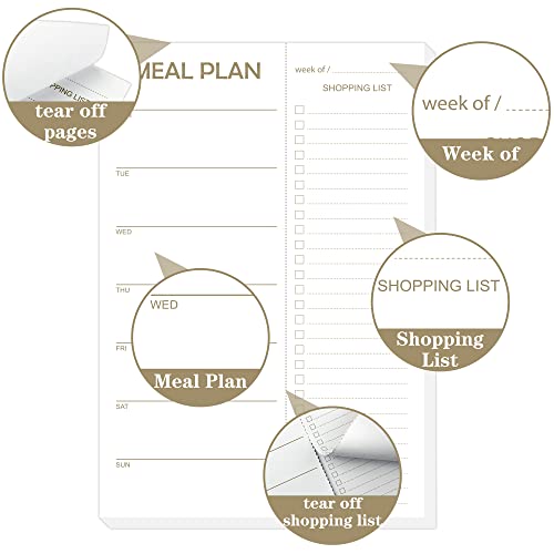 Meal Planner Magnetic for Refrigerator, 7 X 10β Weekly Meal Planning Notepad and Grocery List , Menu Magnet Fridge , 52 Tear Off Sheets