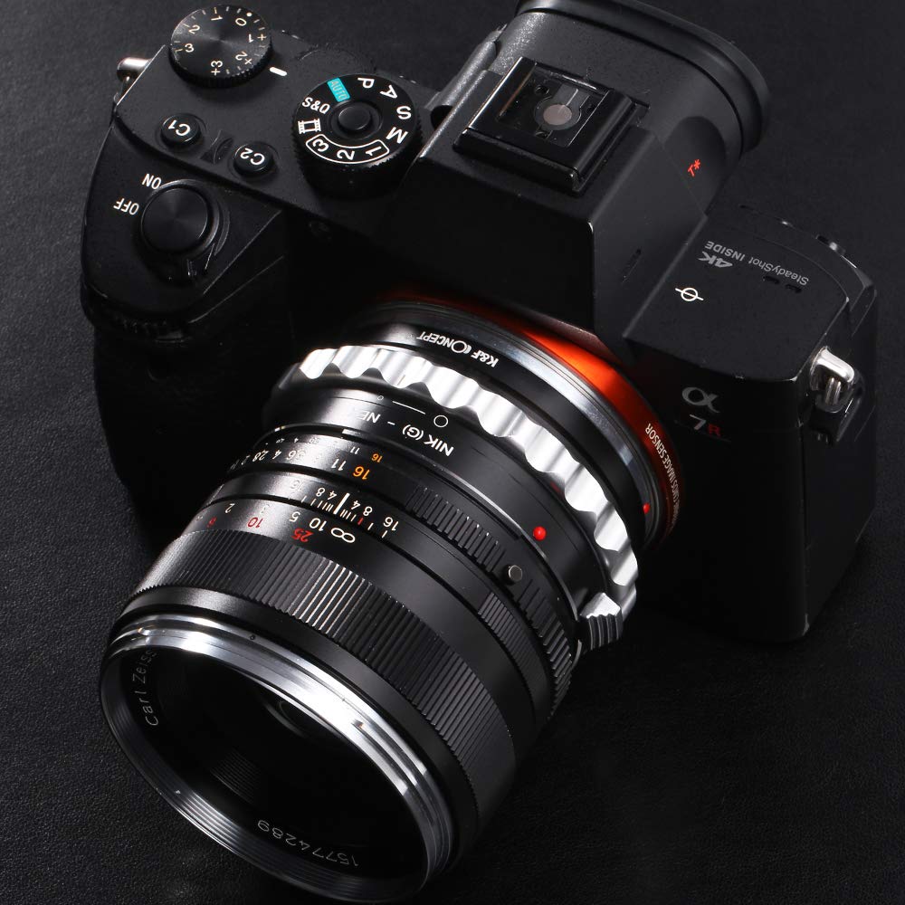 K&F Concept Lens Mount Adapter Compatible with Nikon G AF-S F AIS AI Nikkor F Mount G-Type D/SLR Lens to Sony Alpha E-Mount NEX Camera Compatible with Sony Alpha A7,A6000,A6300,A6500,A5000,A5100