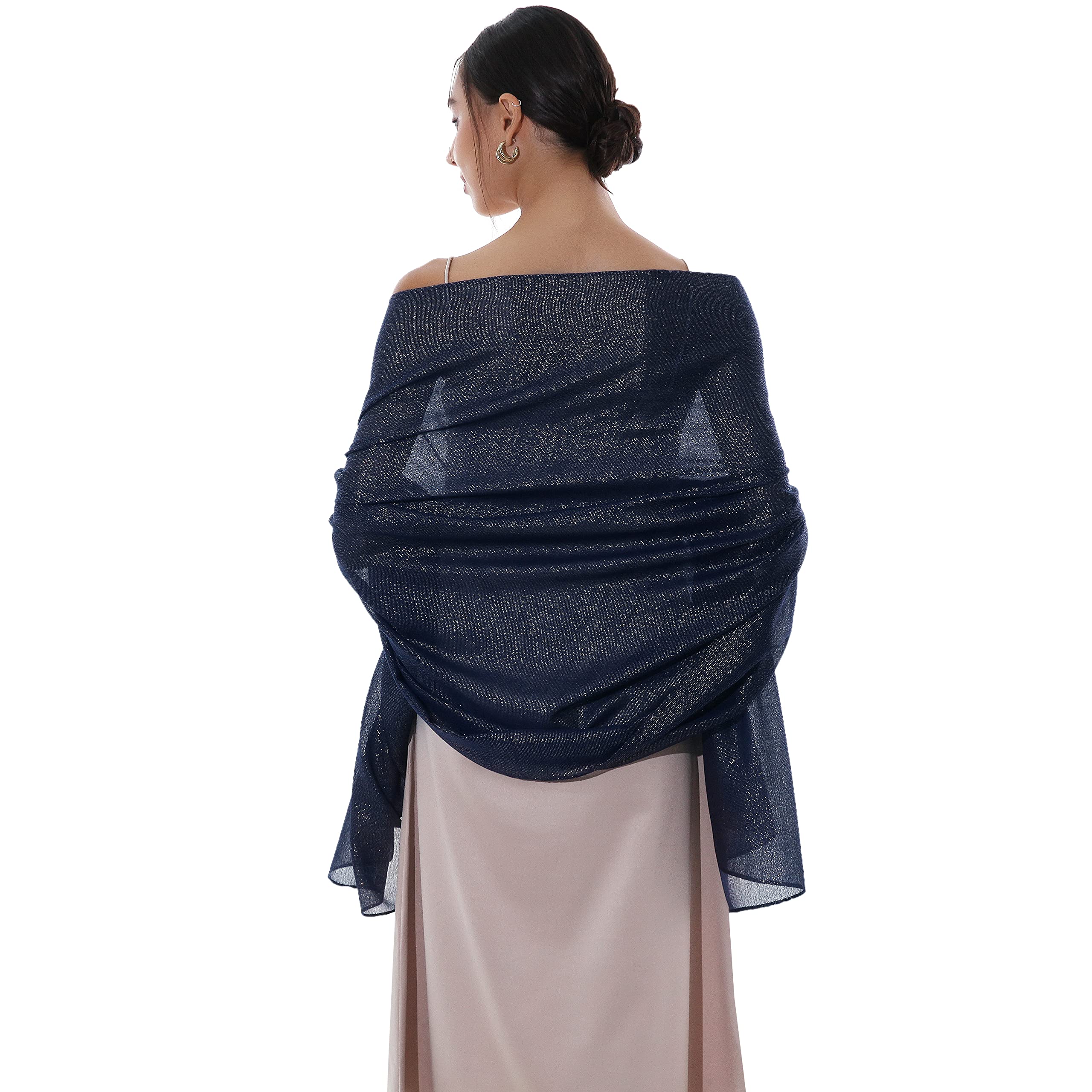 RIIQIICHY Womens Scarf Navy Pashmina Shawls and Wraps for Evening dresses Sheer Shawl for Weddings