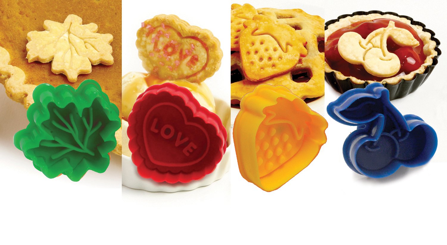 Norpro Pie Topper Cutters Cookie Stamp, Set of 4, Multicolored