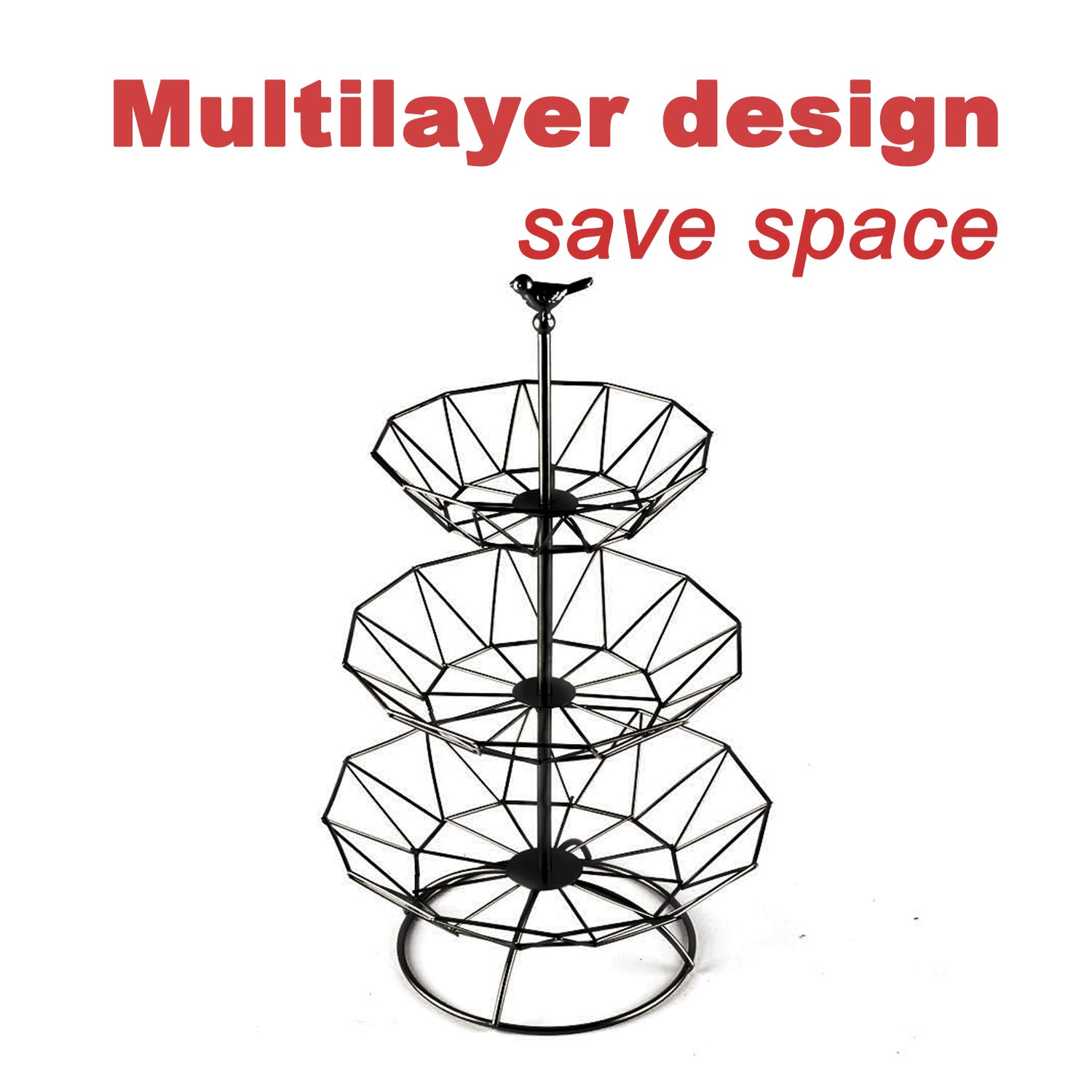MINIDUO Wrought iron 3 Tier Fruit Tray Fruits Desserts Candy Buffet Plates Serving Tray for Family Dinner Birthday Party Wedding-gold